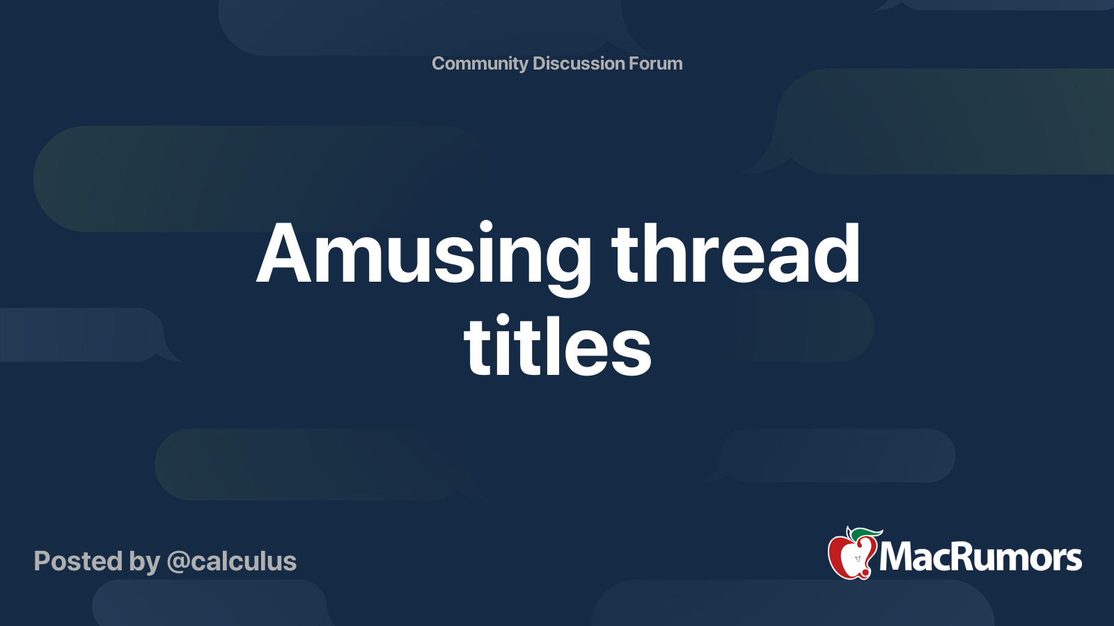 Amusing thread titles | MacRumors Forums