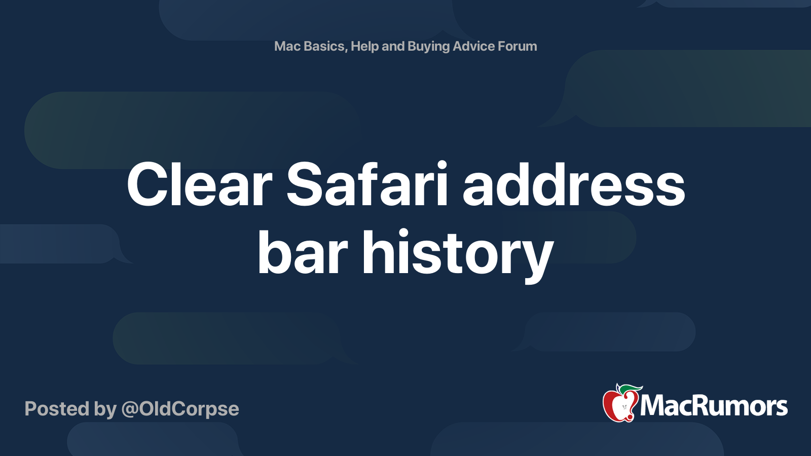 Clear Safari address bar history | MacRumors Forums