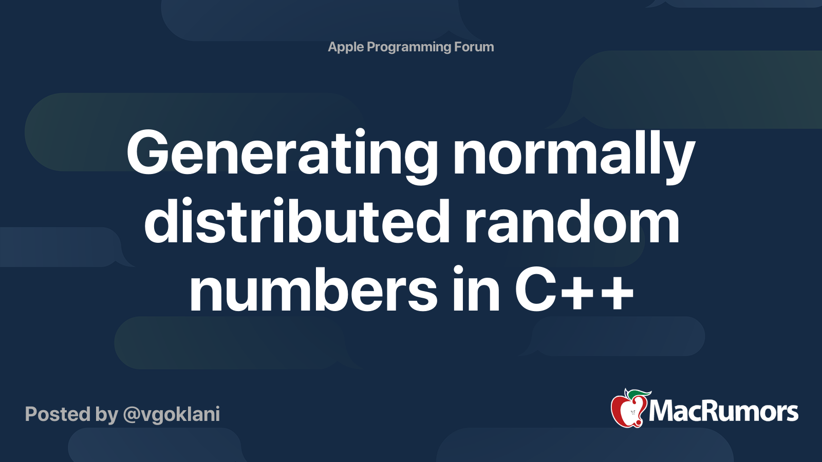 Generating Normally Distributed Random Numbers In C Macrumors Forums