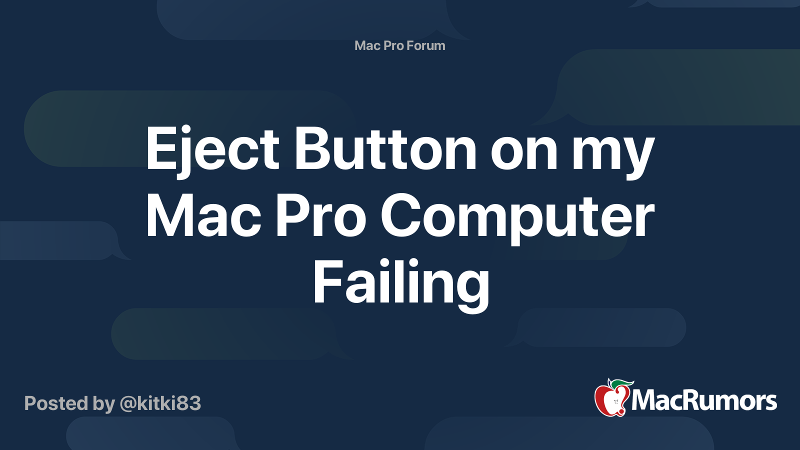 Eject Button on my Mac Pro Computer Failing | MacRumors Forums