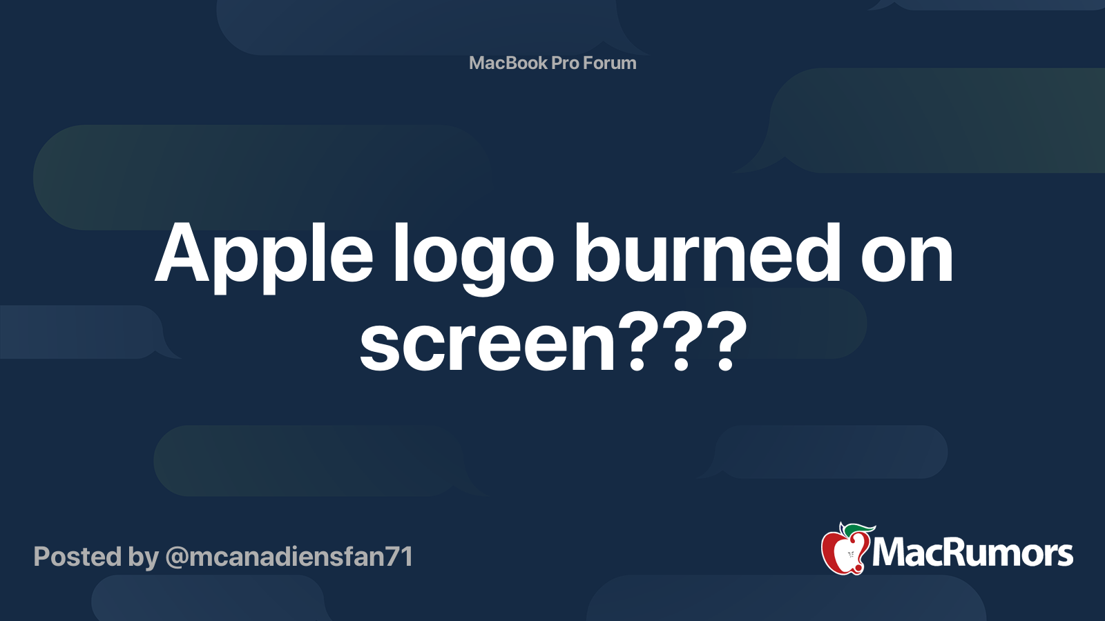 Apple logo burned on screen??? | MacRumors Forums