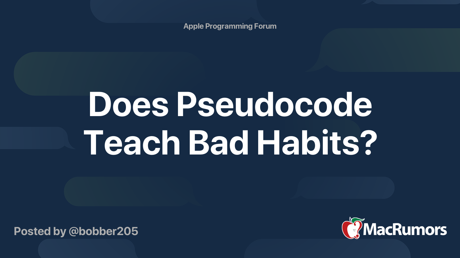 Does Pseudocode Teach Bad Habits Macrumors Forums 4442