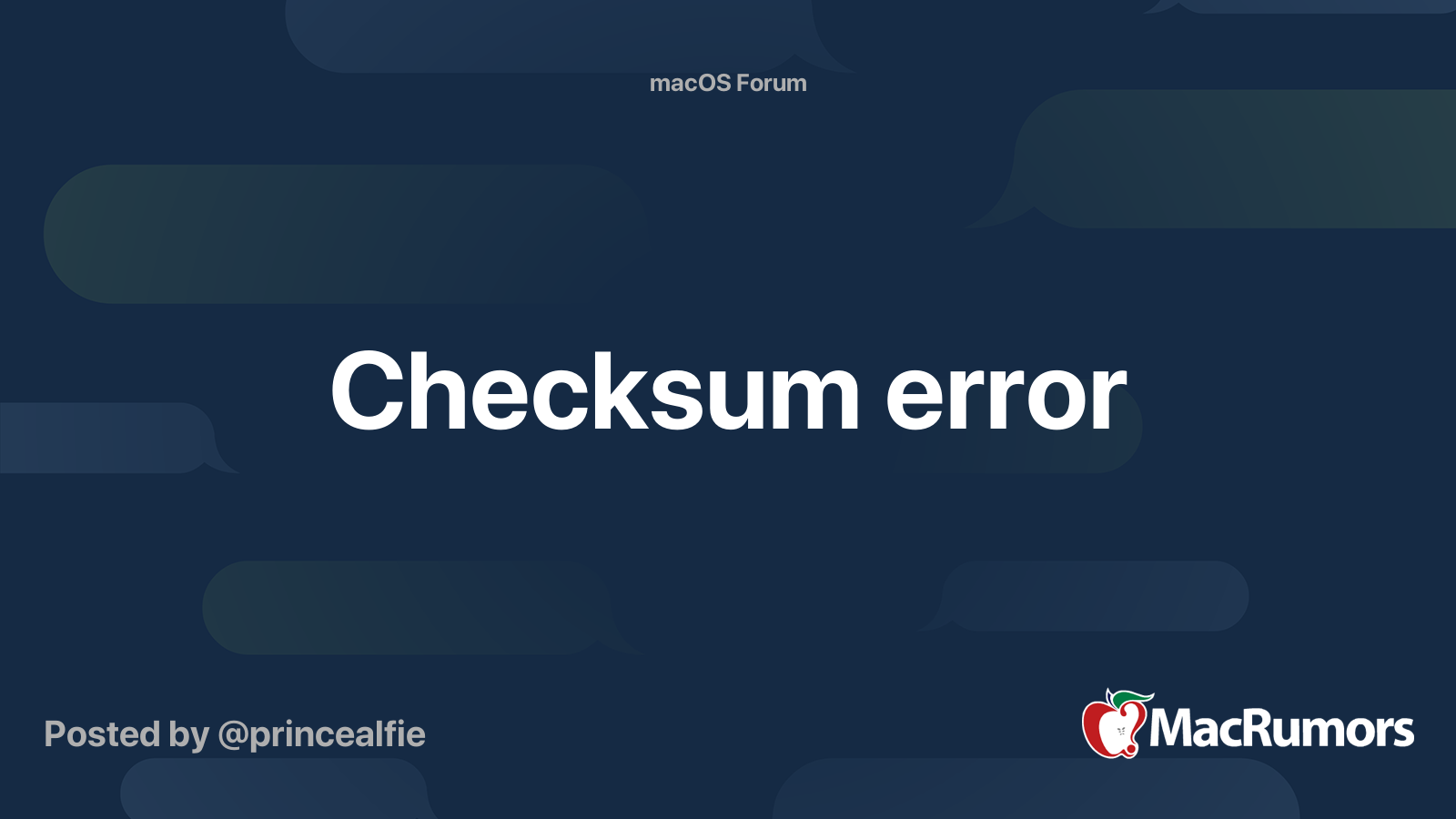 Checksum error | MacRumors Forums
