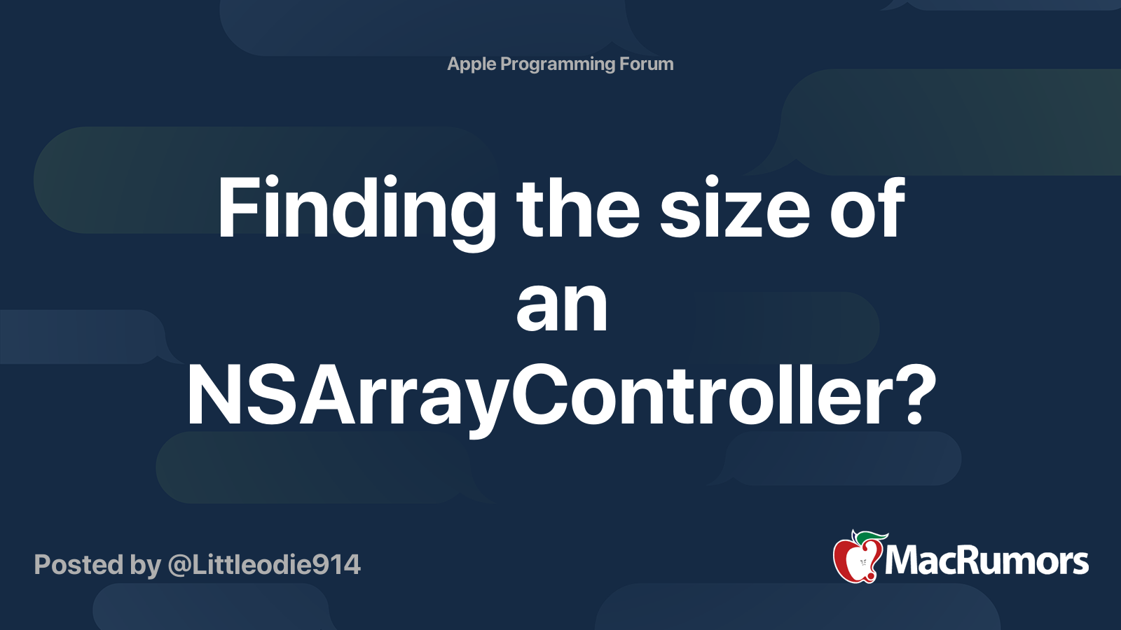 Finding the size of an NSArrayController? | MacRumors Forums