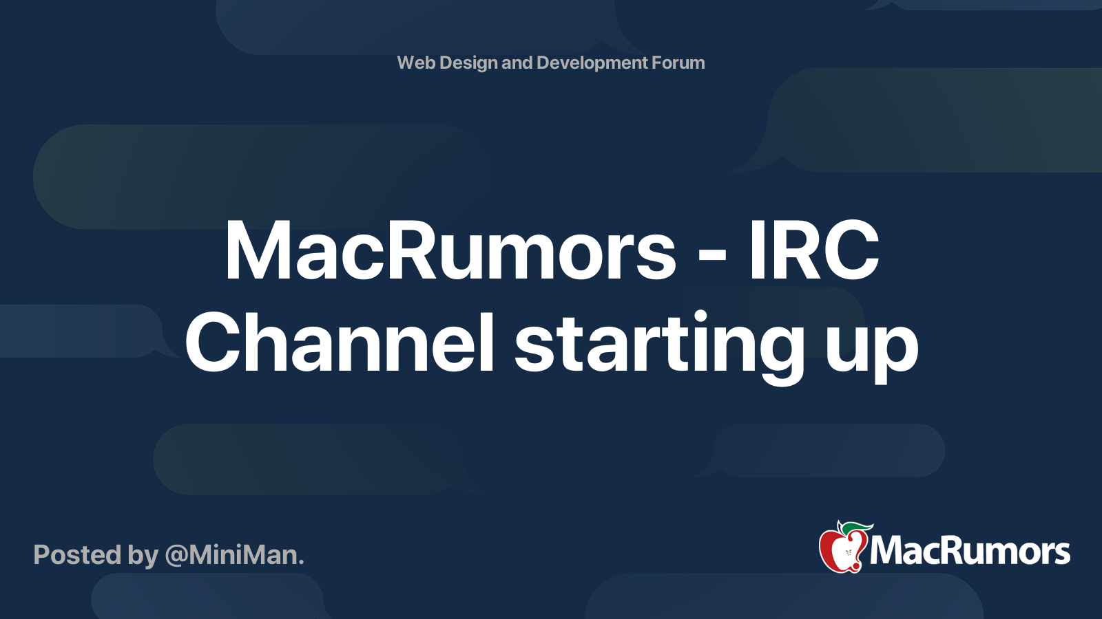 MacRumors - IRC Channel starting up | MacRumors Forums