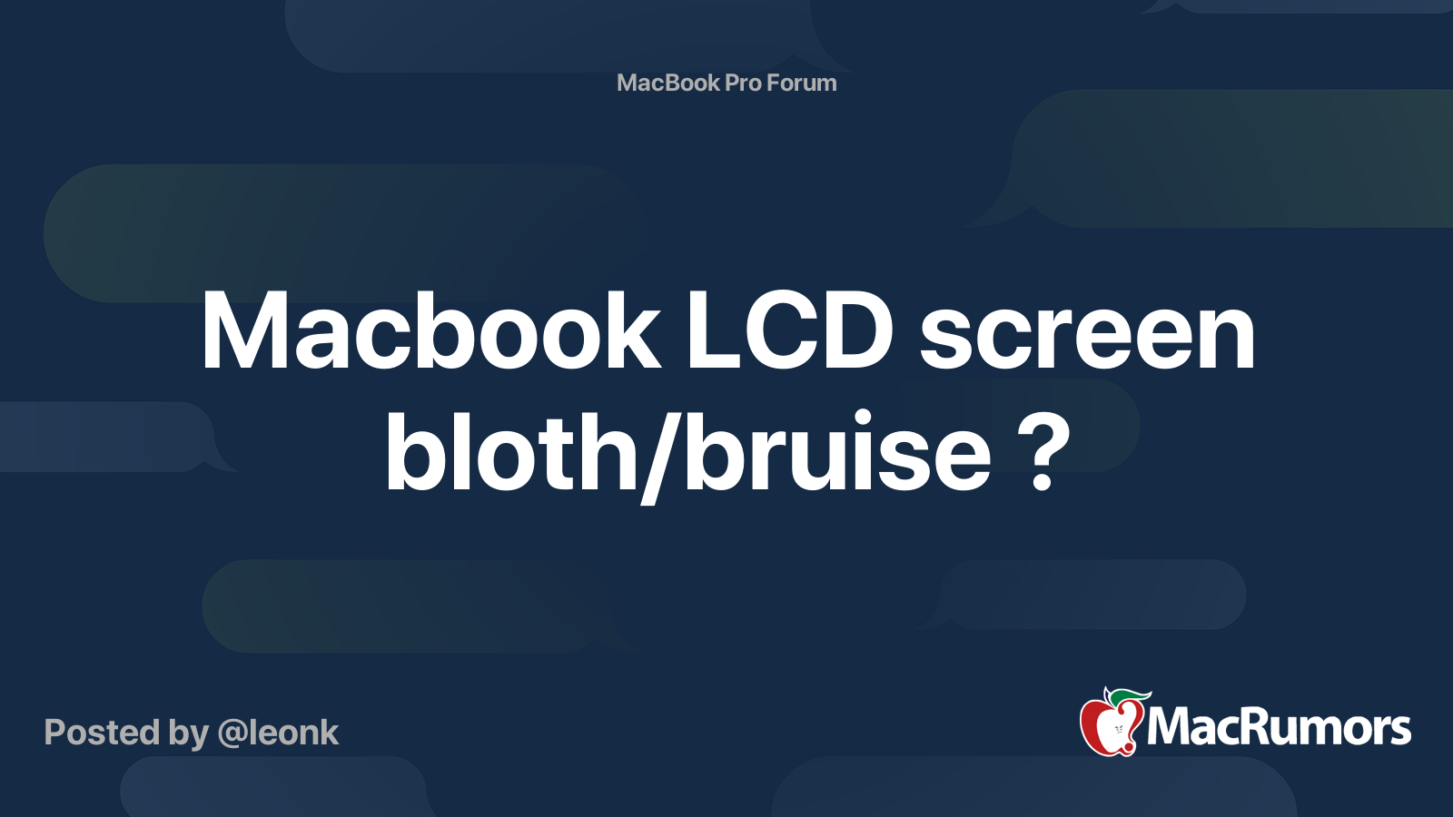 Macbook LCD screen bloth/bruise ? | MacRumors Forums