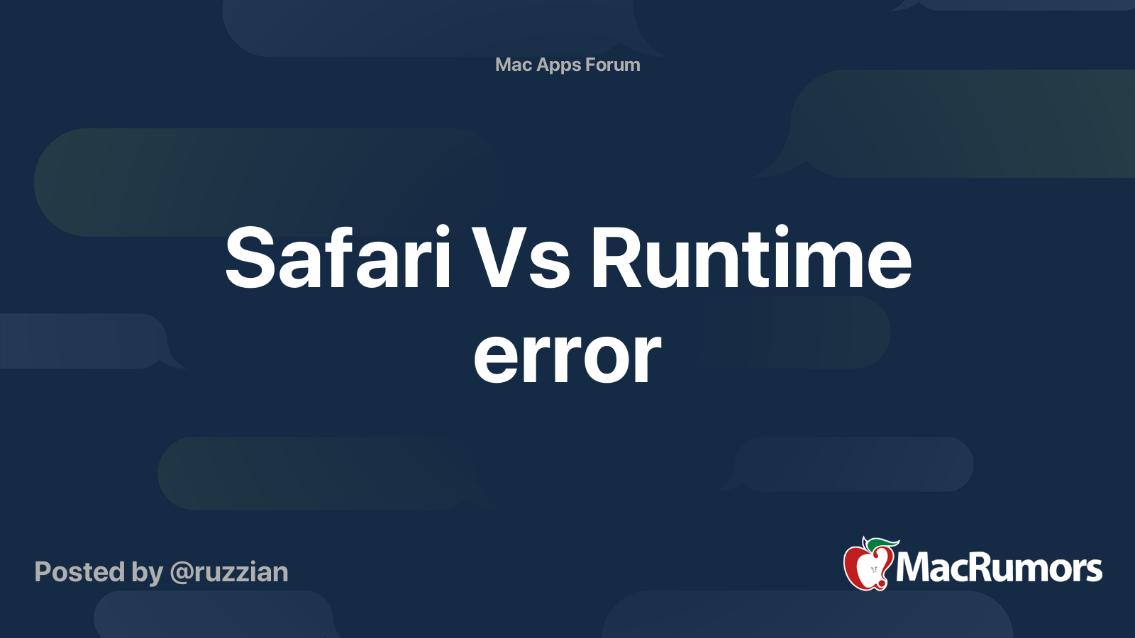 Safari Vs Runtime error | MacRumors Forums