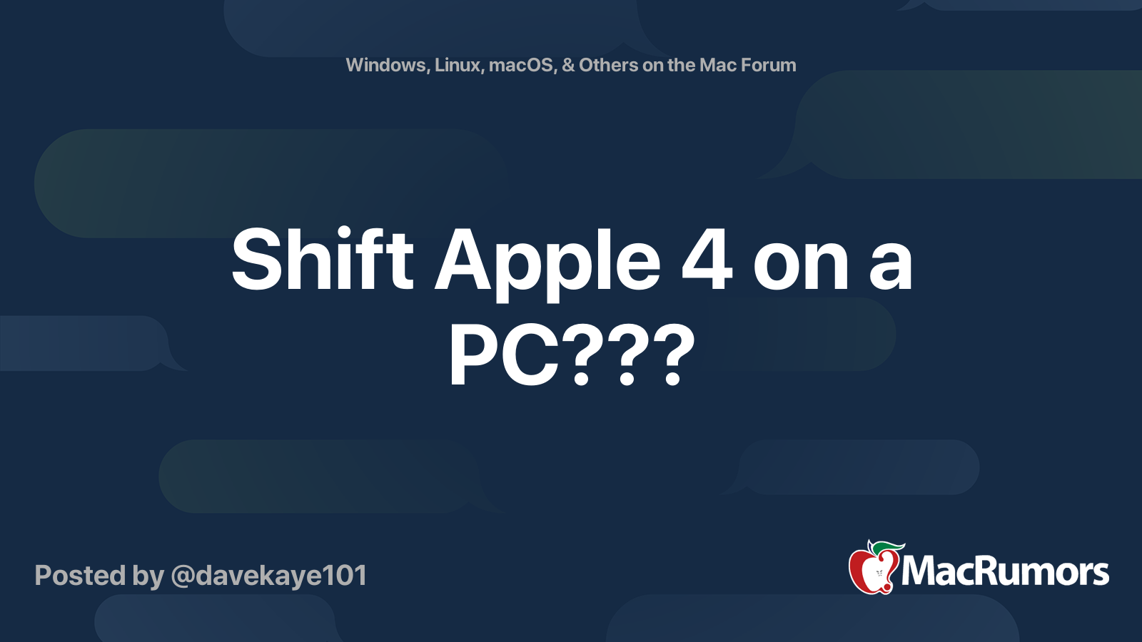 Shift Apple 4 on a PC??? | MacRumors Forums