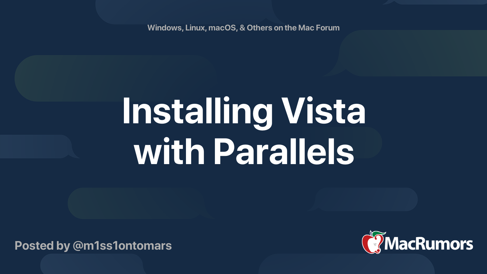 Installing Vista with Parallels | MacRumors Forums