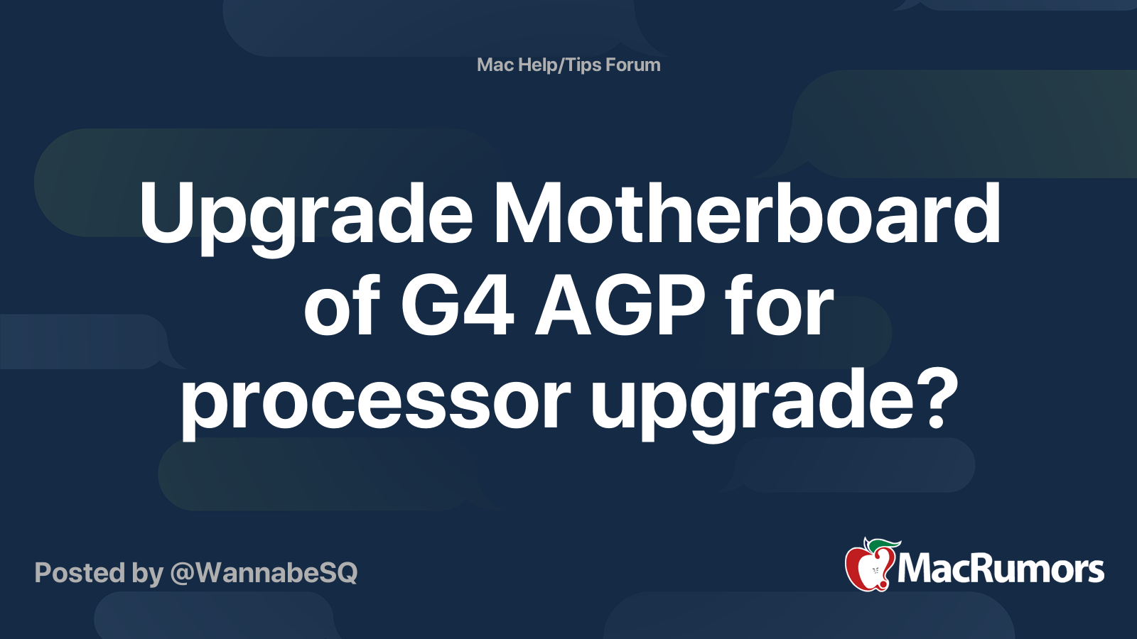 Upgrade Motherboard of G4 AGP for processor upgrade? | MacRumors Forums