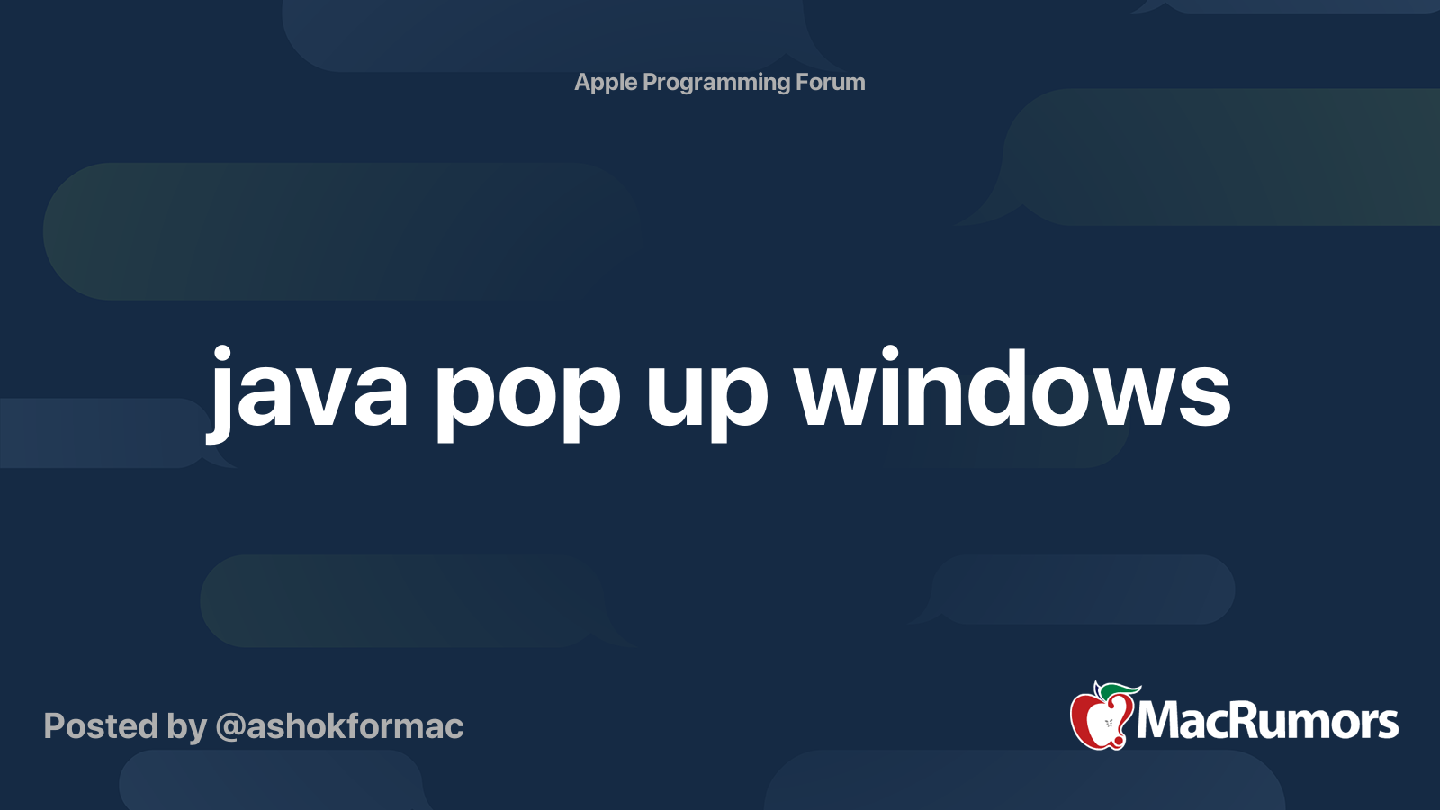 java pop up windows | MacRumors Forums