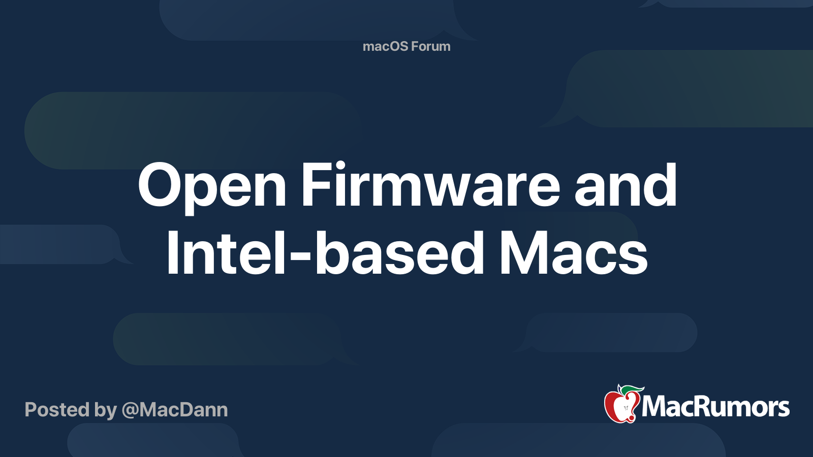 Open Firmware and Intel-based Macs | MacRumors Forums