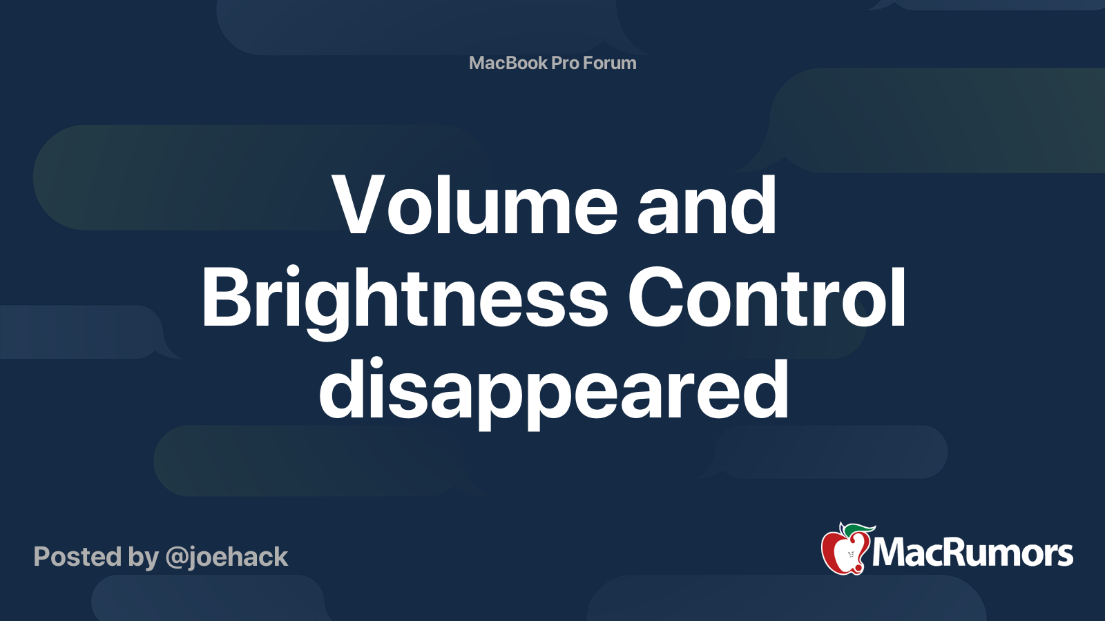 Volume and Brightness Control disappeared | MacRumors Forums