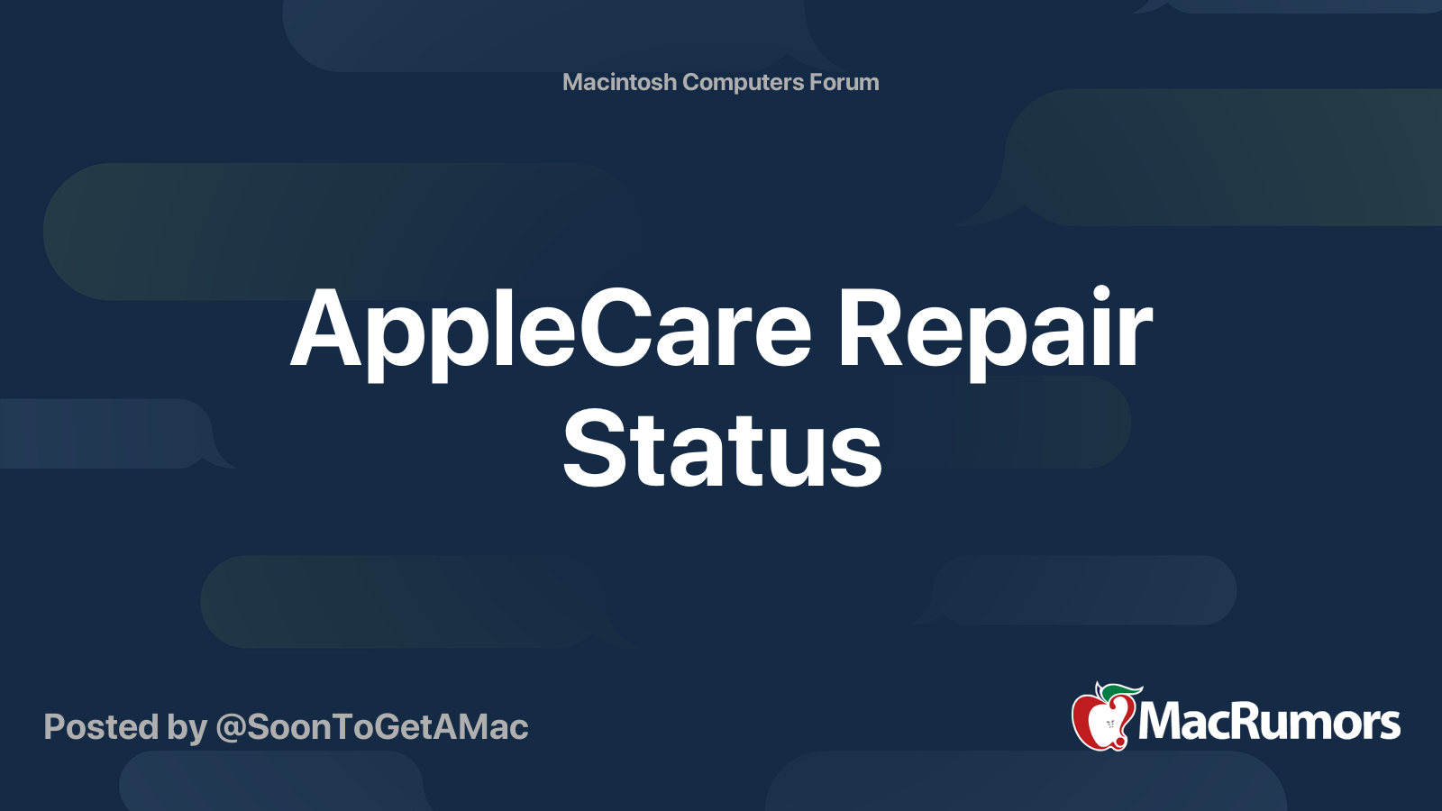 AppleCare Repair Status | MacRumors Forums
