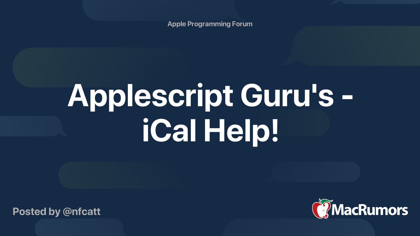Applescript Guru's - iCal Help! | MacRumors Forums
