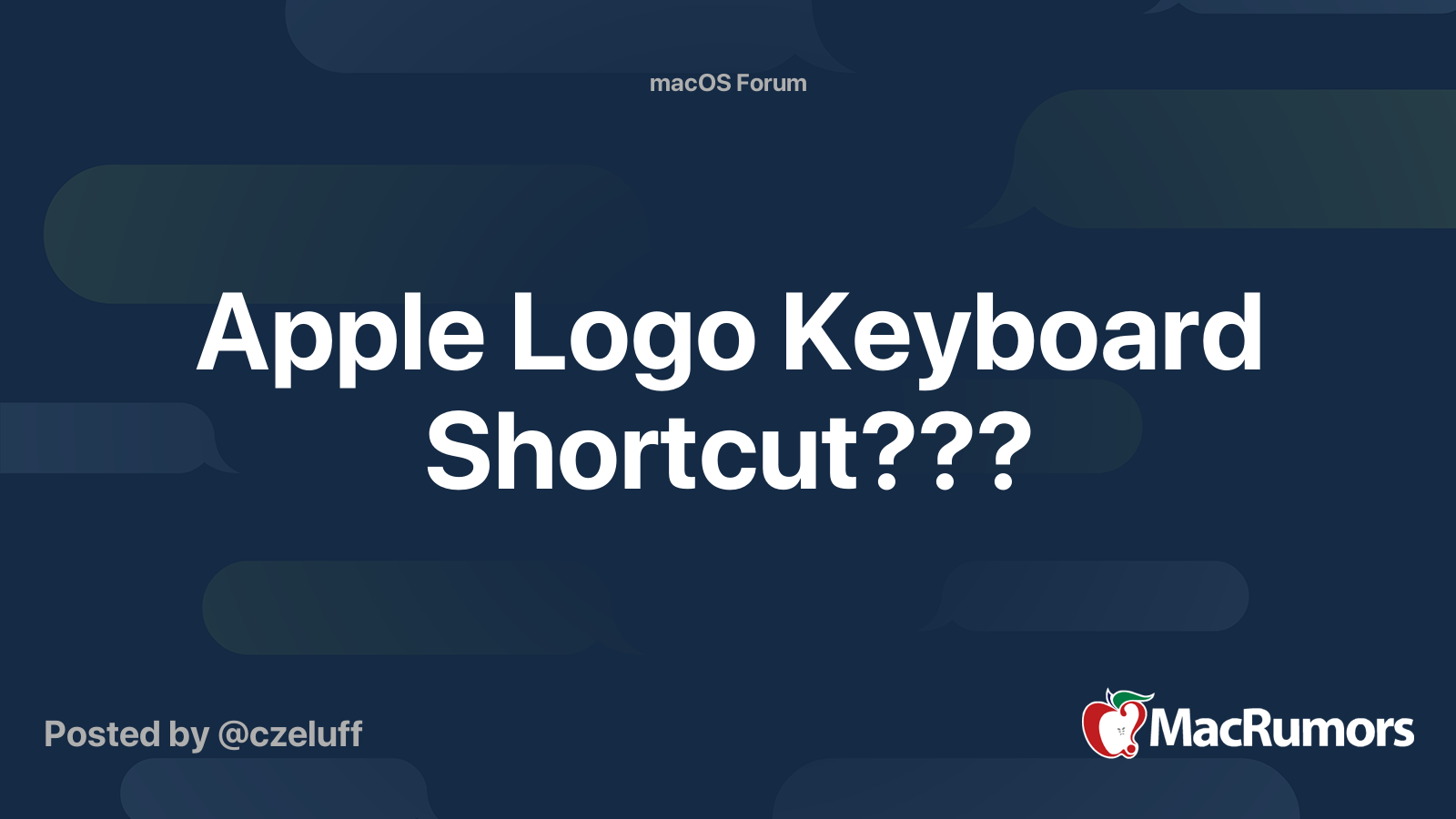 Apple Logo Keyboard Shortcut??? | MacRumors Forums