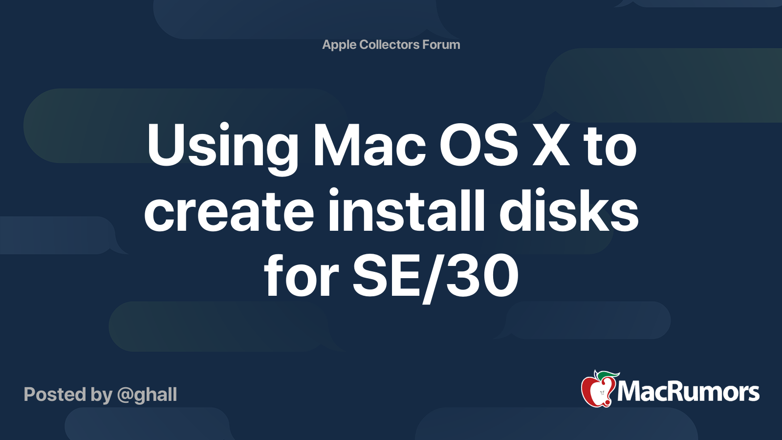 Using Mac Os X To Create Install Disks For Se30 Macrumors Forums