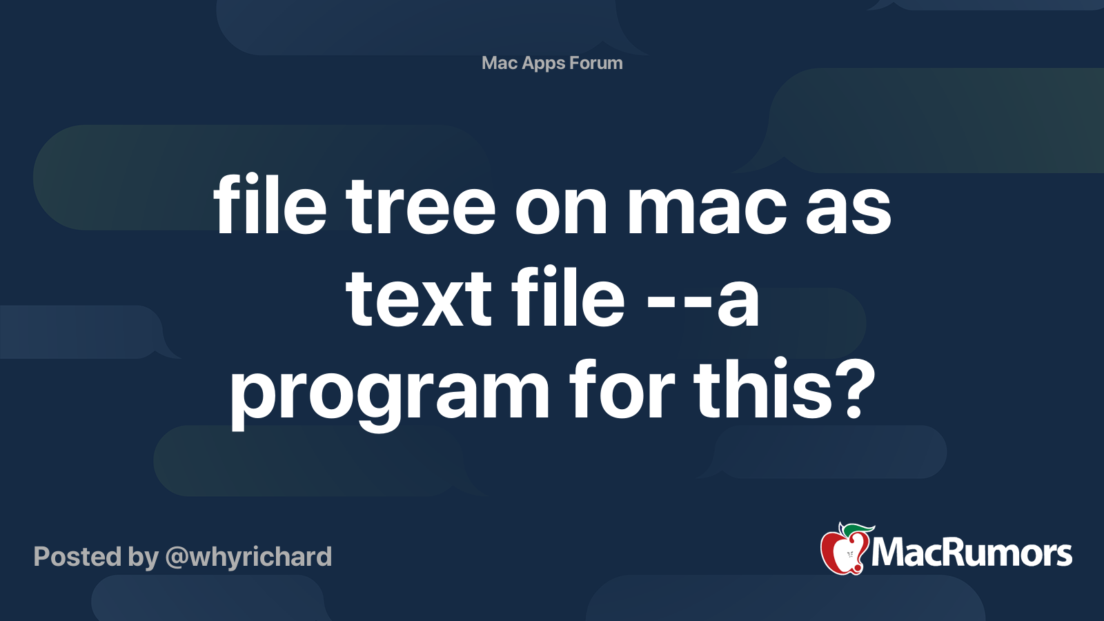 file tree on mac as text file --a program for this? | MacRumors Forums