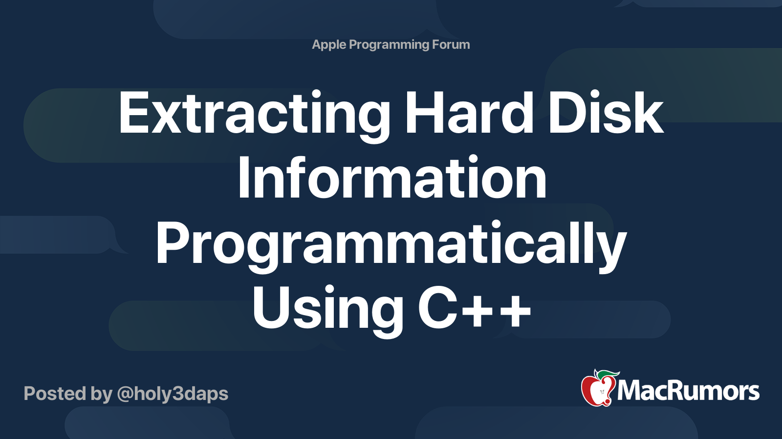 Extracting Hard Disk Information Programmatically Using C Macrumors Forums