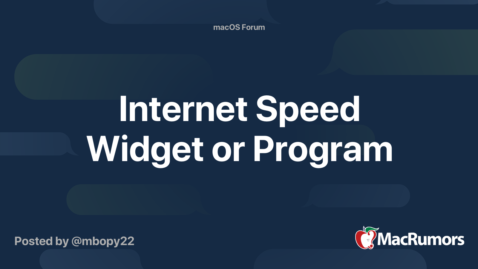Internet Speed Widget or Program | MacRumors Forums