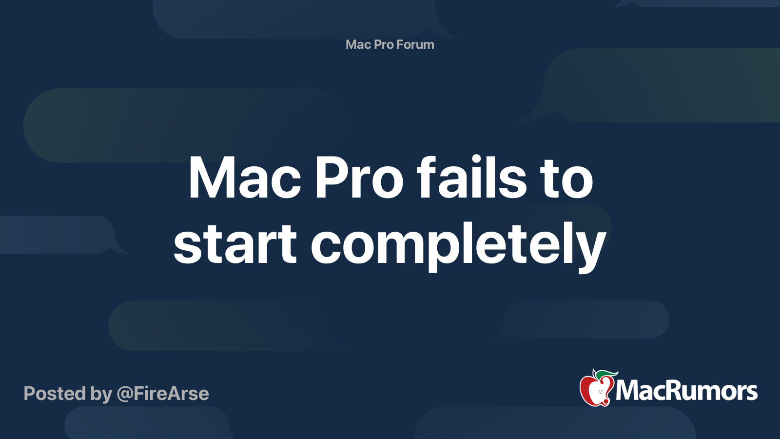 Mac Pro fails to start completely | MacRumors Forums