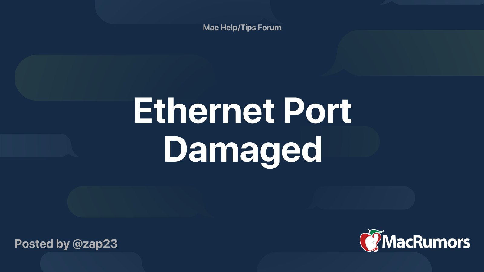 Ethernet Port Damaged | MacRumors Forums