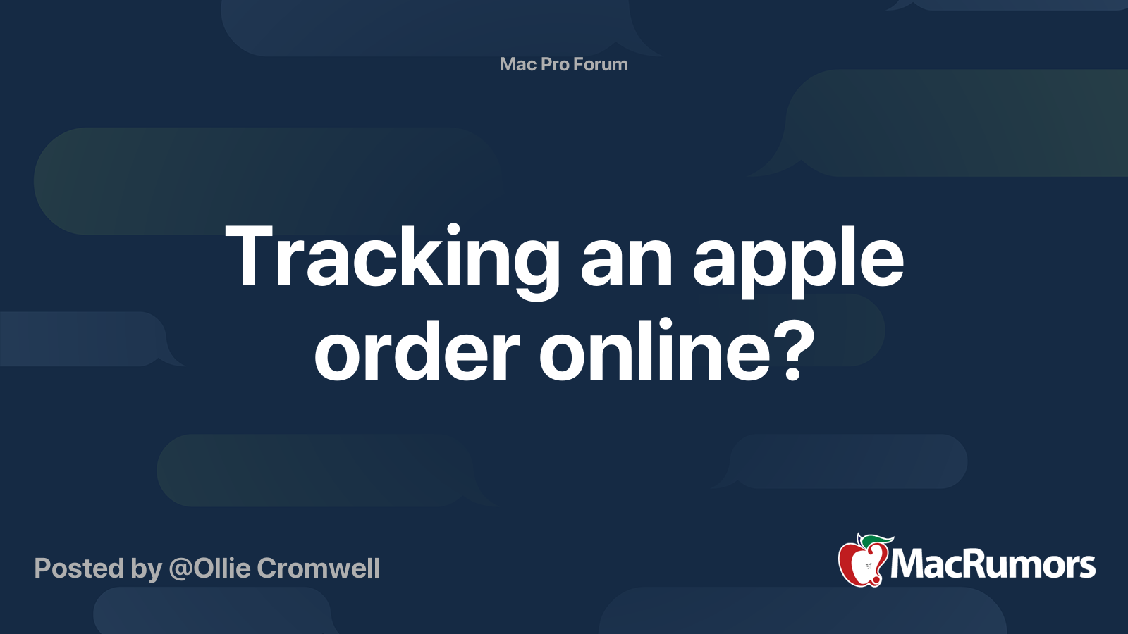 Tracking an apple order online? | MacRumors Forums