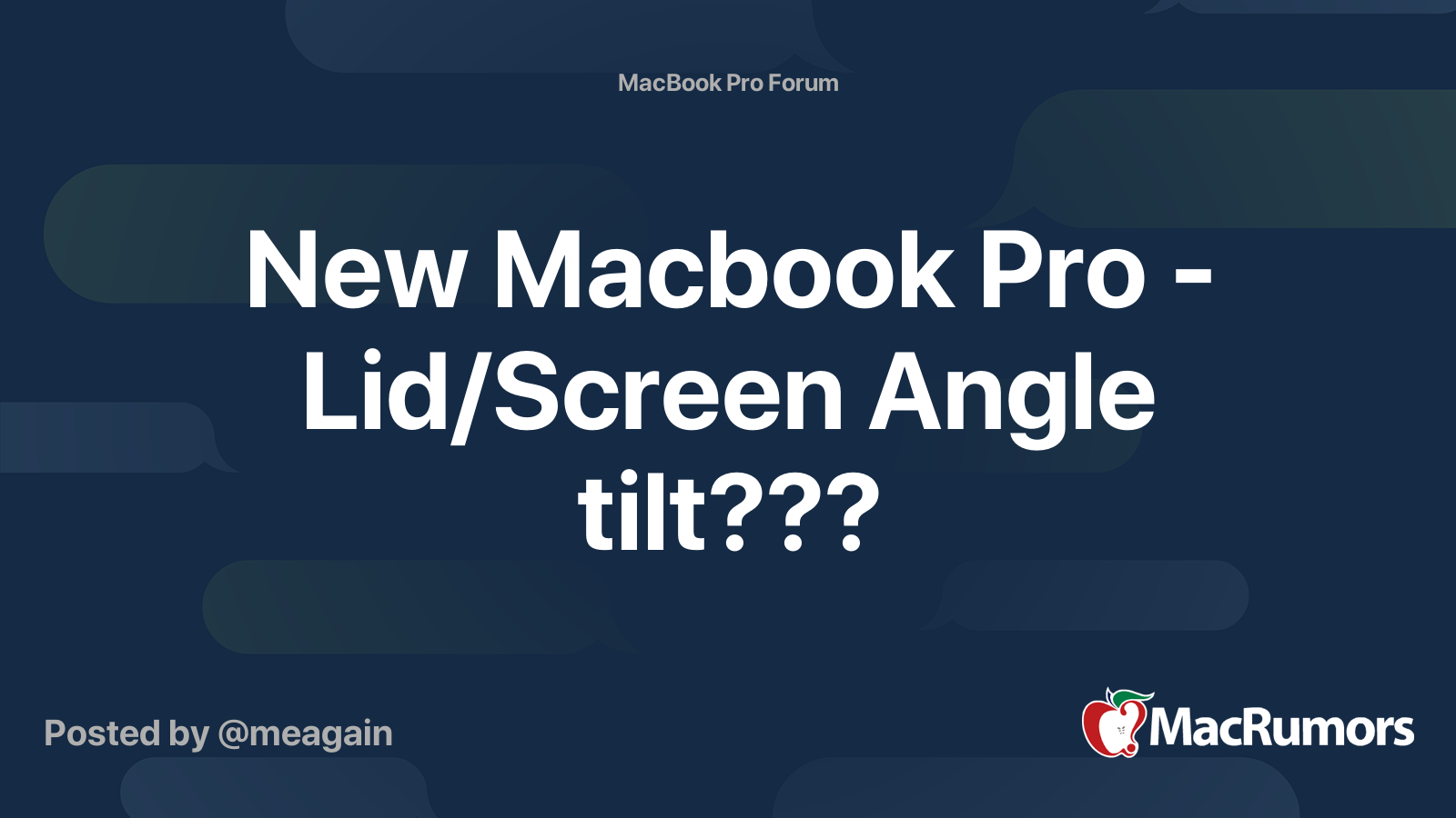 New Macbook Pro - Lid/Screen Angle tilt??? | MacRumors Forums