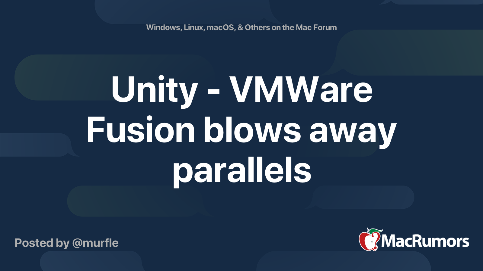 Unity - VMWare Fusion blows away parallels | MacRumors Forums