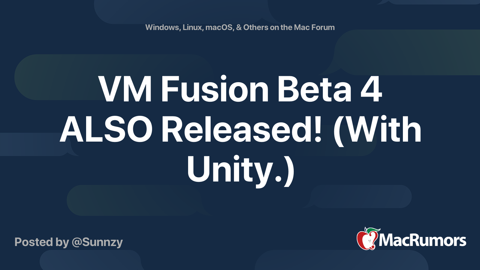 VM Fusion Beta 4 ALSO Released! (With Unity.) | MacRumors Forums