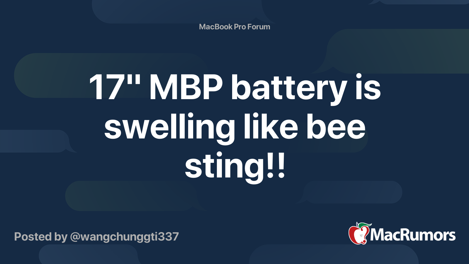 17" MBP battery is swelling like bee sting!! | MacRumors Forums