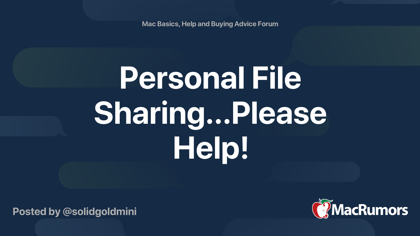 Personal File Sharing...Please Help! | MacRumors Forums