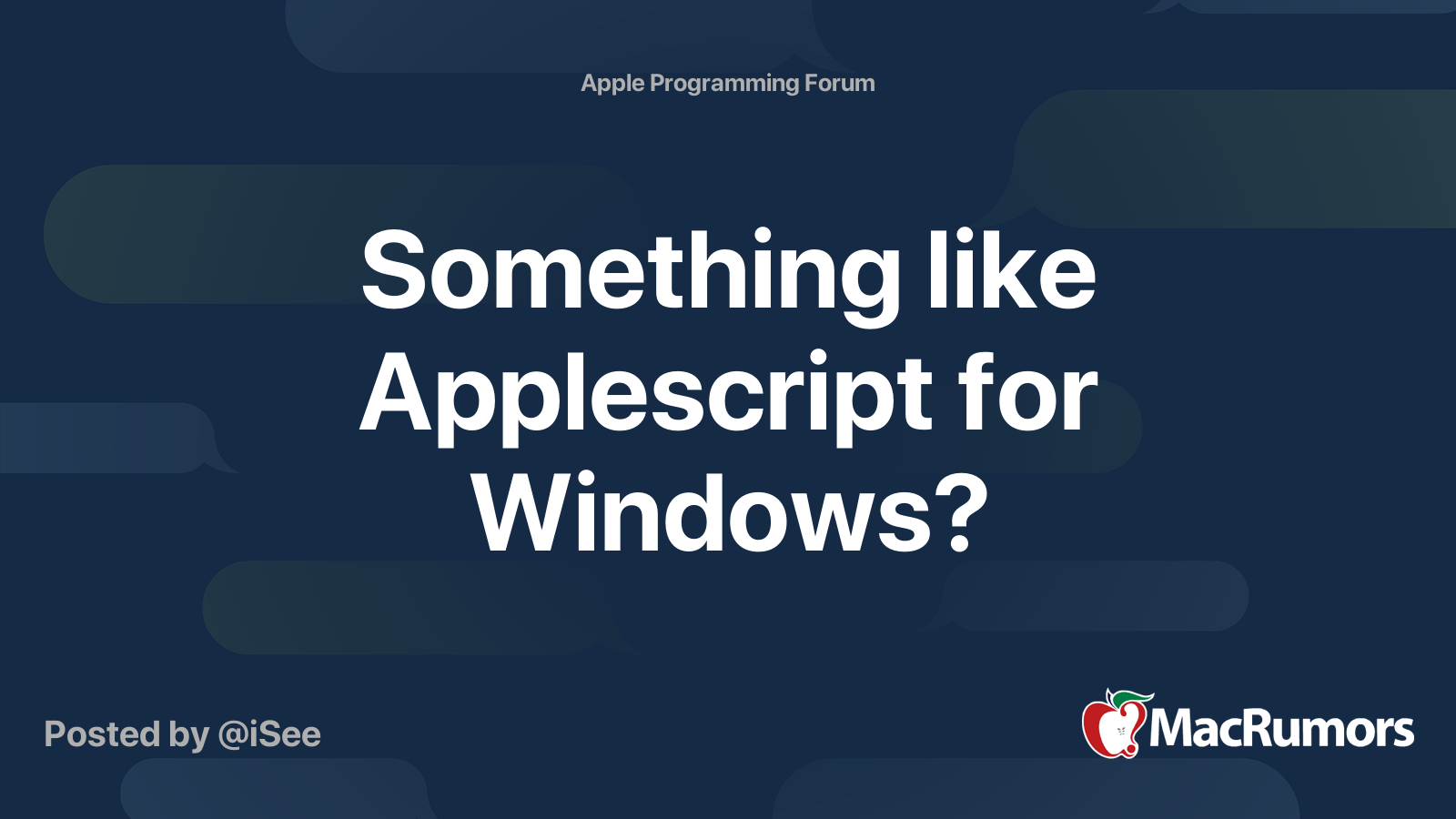 Something Like Applescript For Windows Macrumors Forums 2105