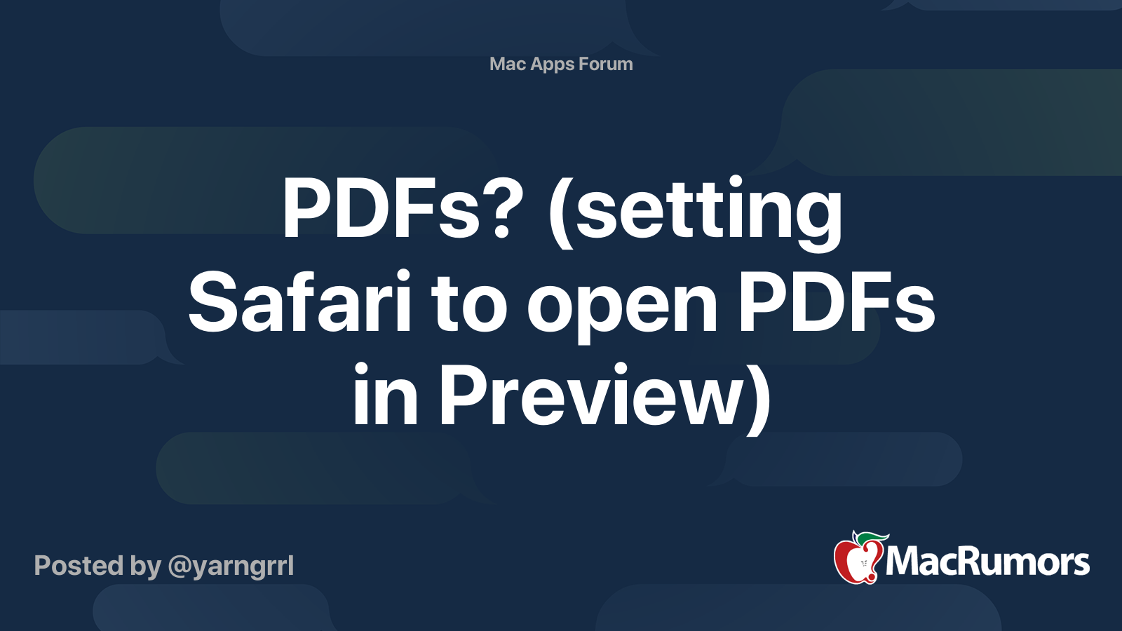 PDFs? (setting Safari to open PDFs in Preview) | MacRumors Forums