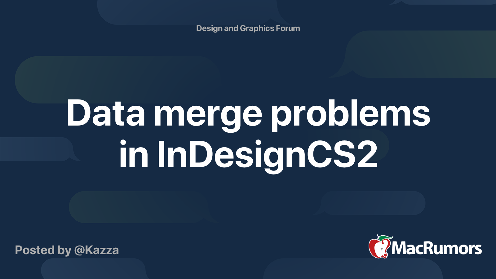 Data merge problems in InDesignCS2 | MacRumors Forums