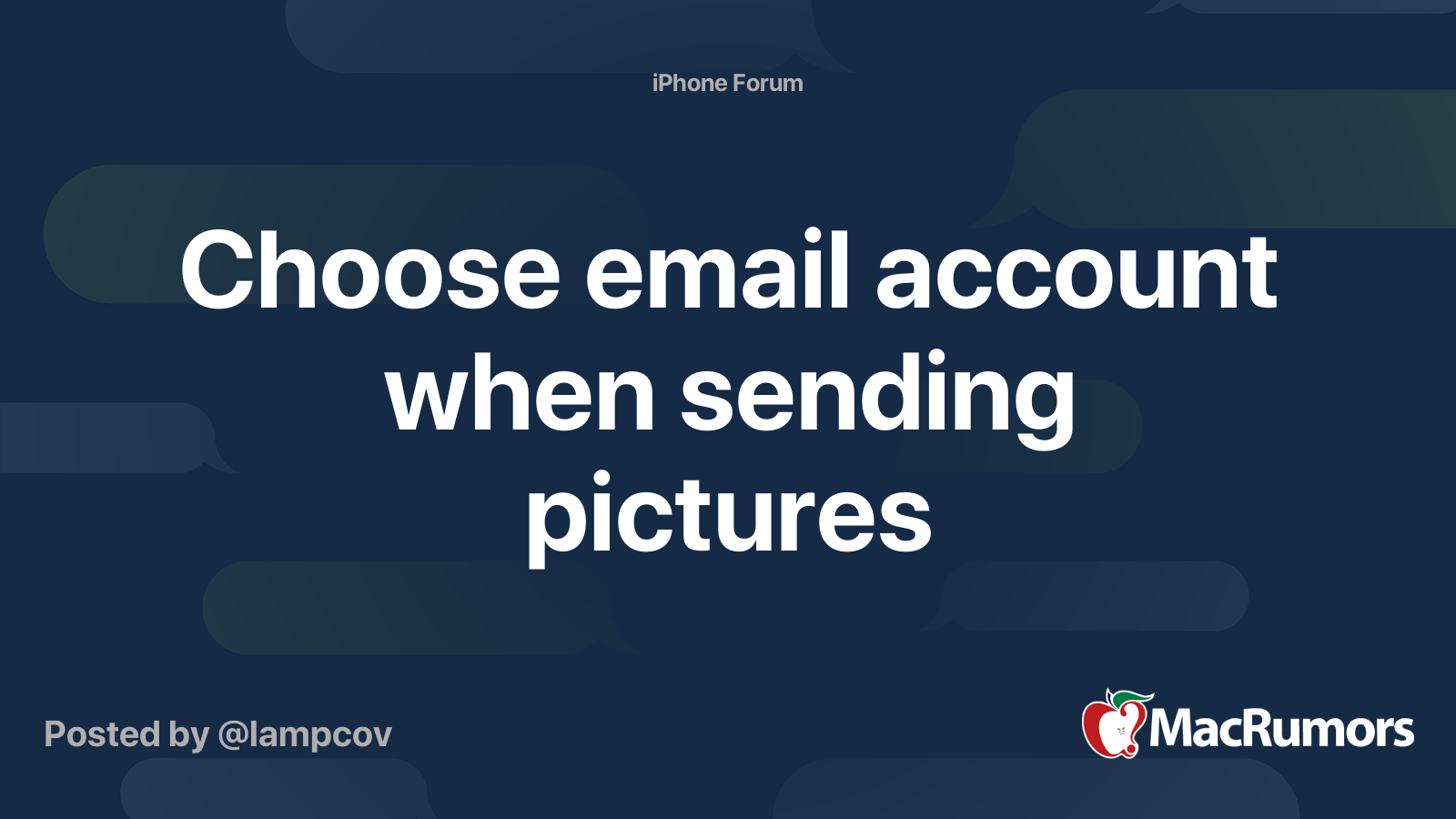 Choose email account when sending pictures | MacRumors Forums
