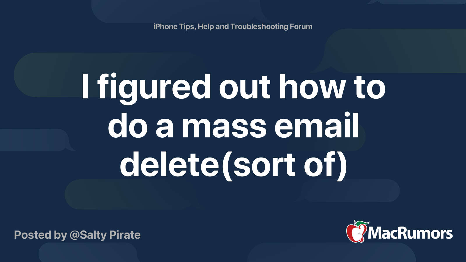 I figured out how to do a mass email delete(sort of) | MacRumors Forums