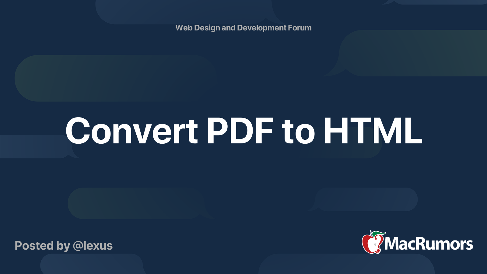 Convert PDF to HTML | MacRumors Forums