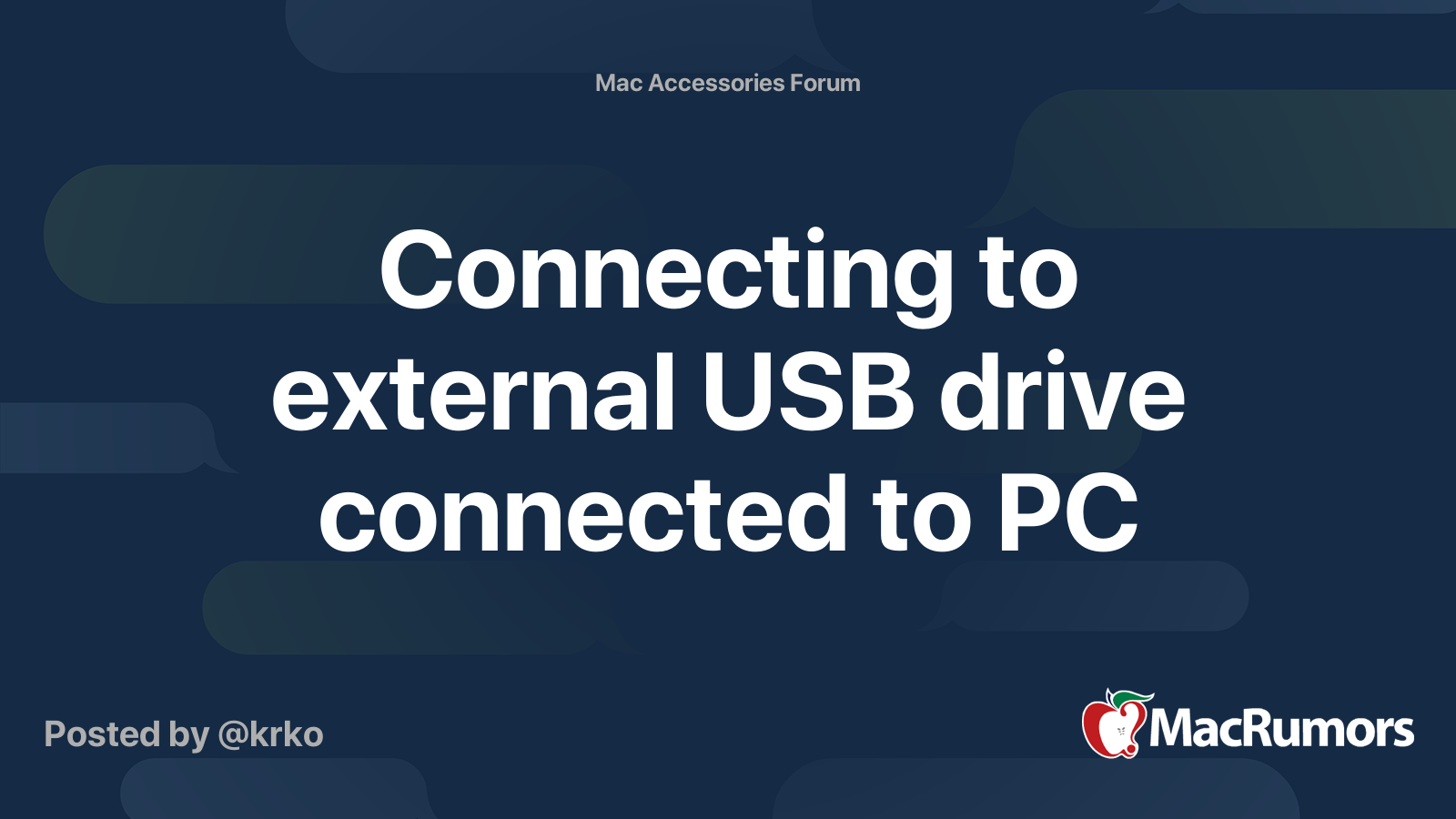 Connecting to external USB drive connected to PC | MacRumors Forums