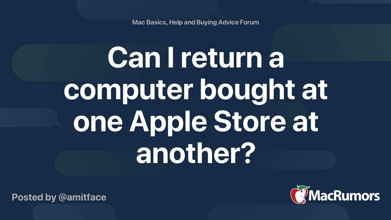 Can I return a computer bought at one Apple Store at another ...
