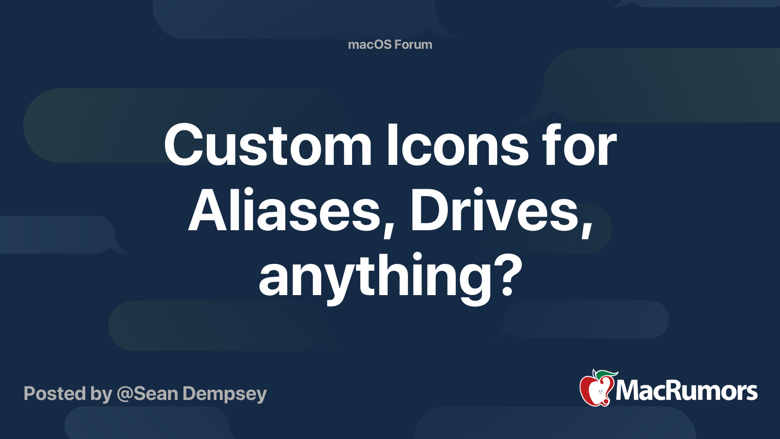 Custom Icons for Aliases, Drives, anything? | MacRumors Forums