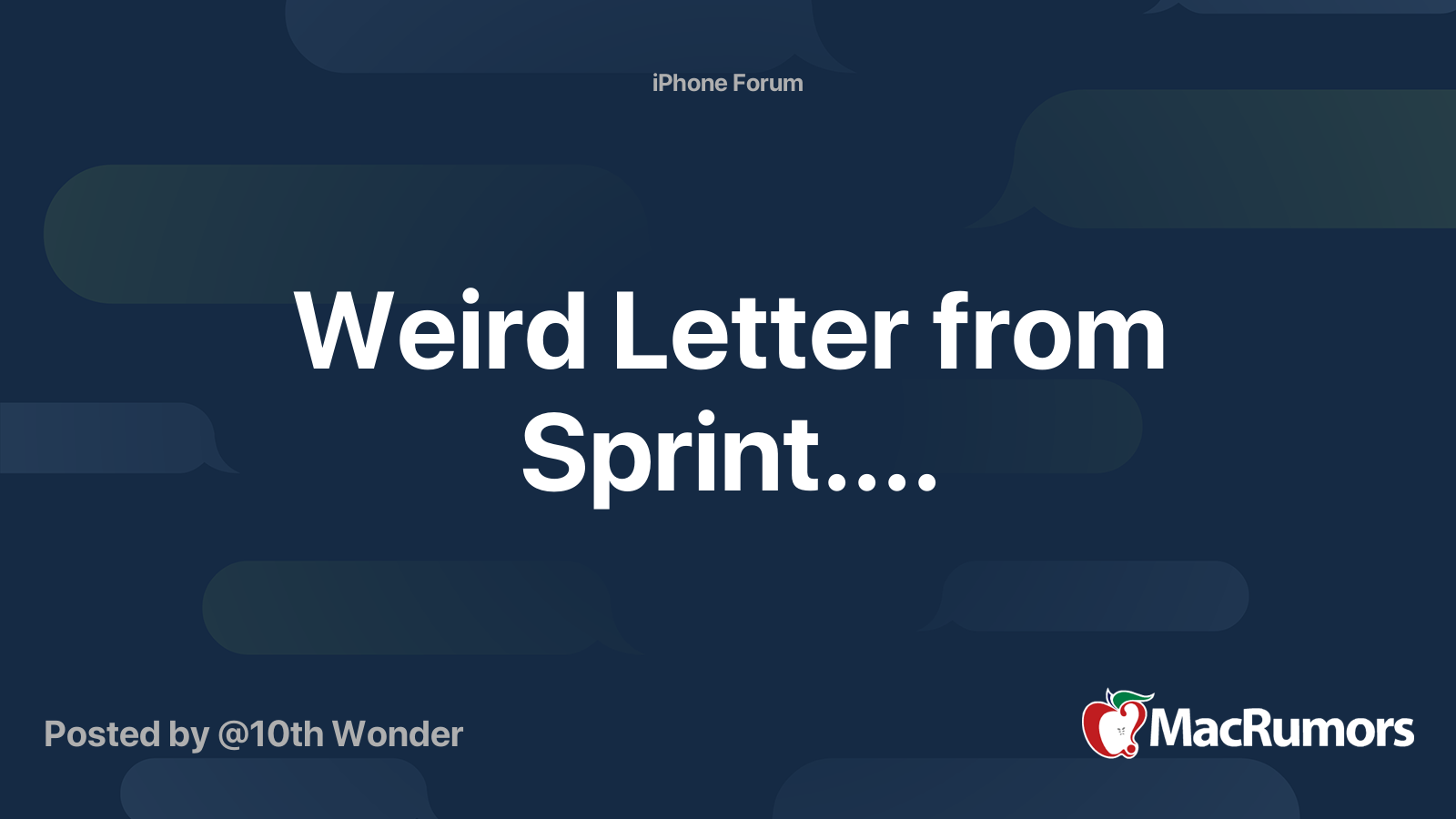 Weird Letter from Sprint.... | MacRumors Forums