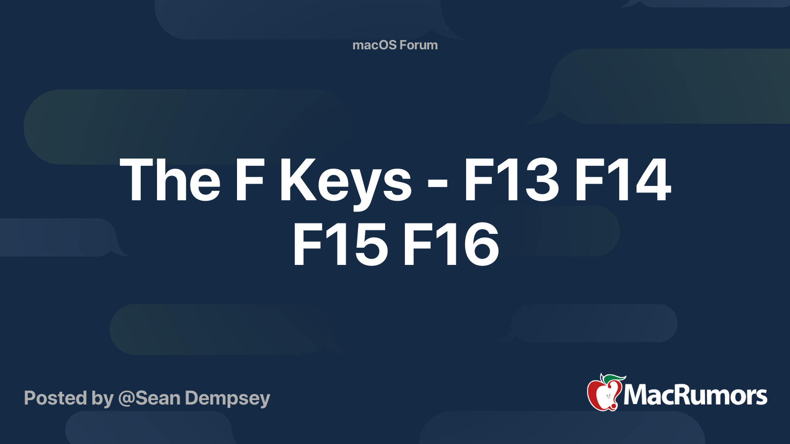 The F Keys - F13 F14 F15 F16 | MacRumors Forums