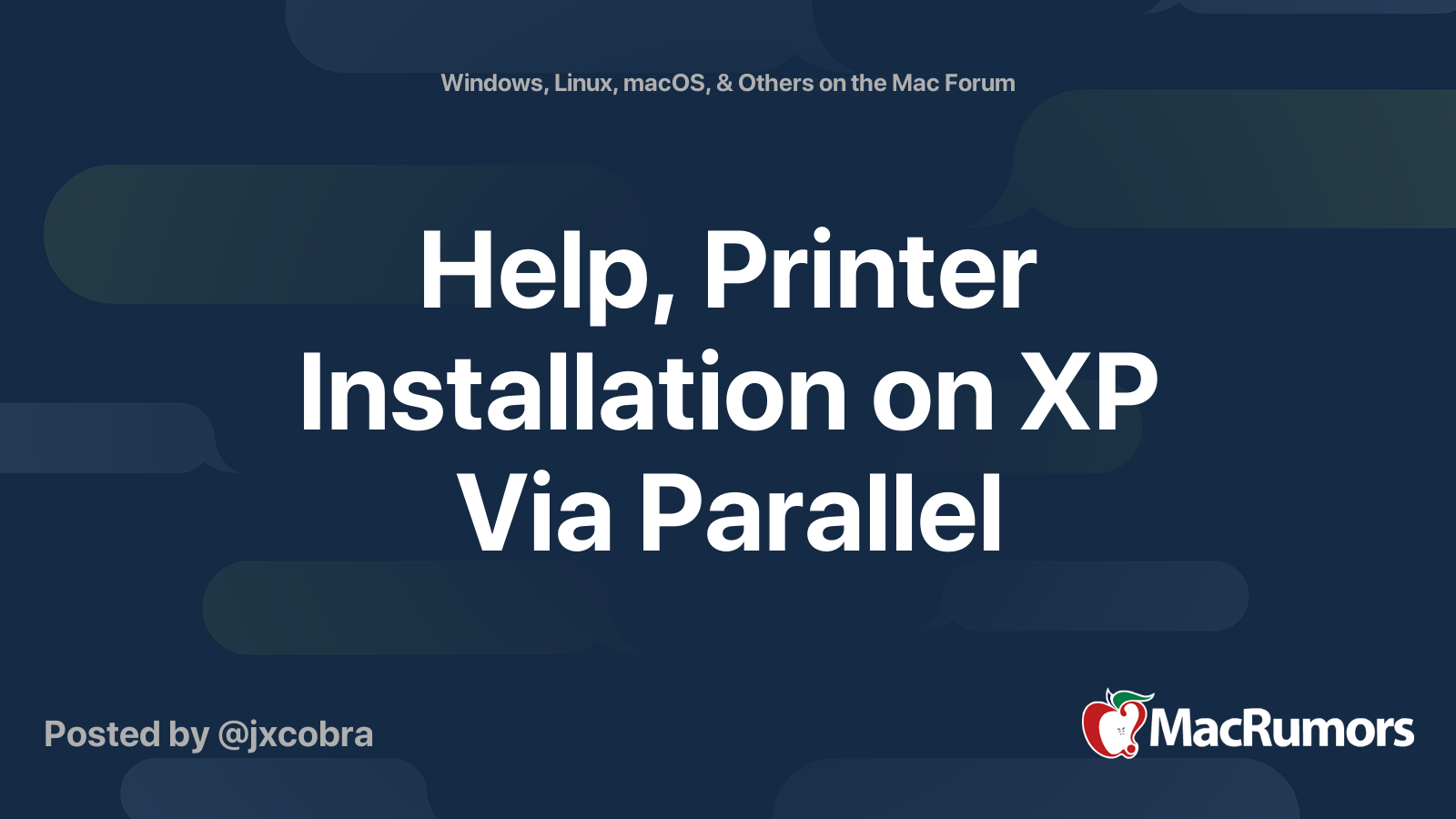 Help, Printer Installation on XP Via Parallel | MacRumors Forums