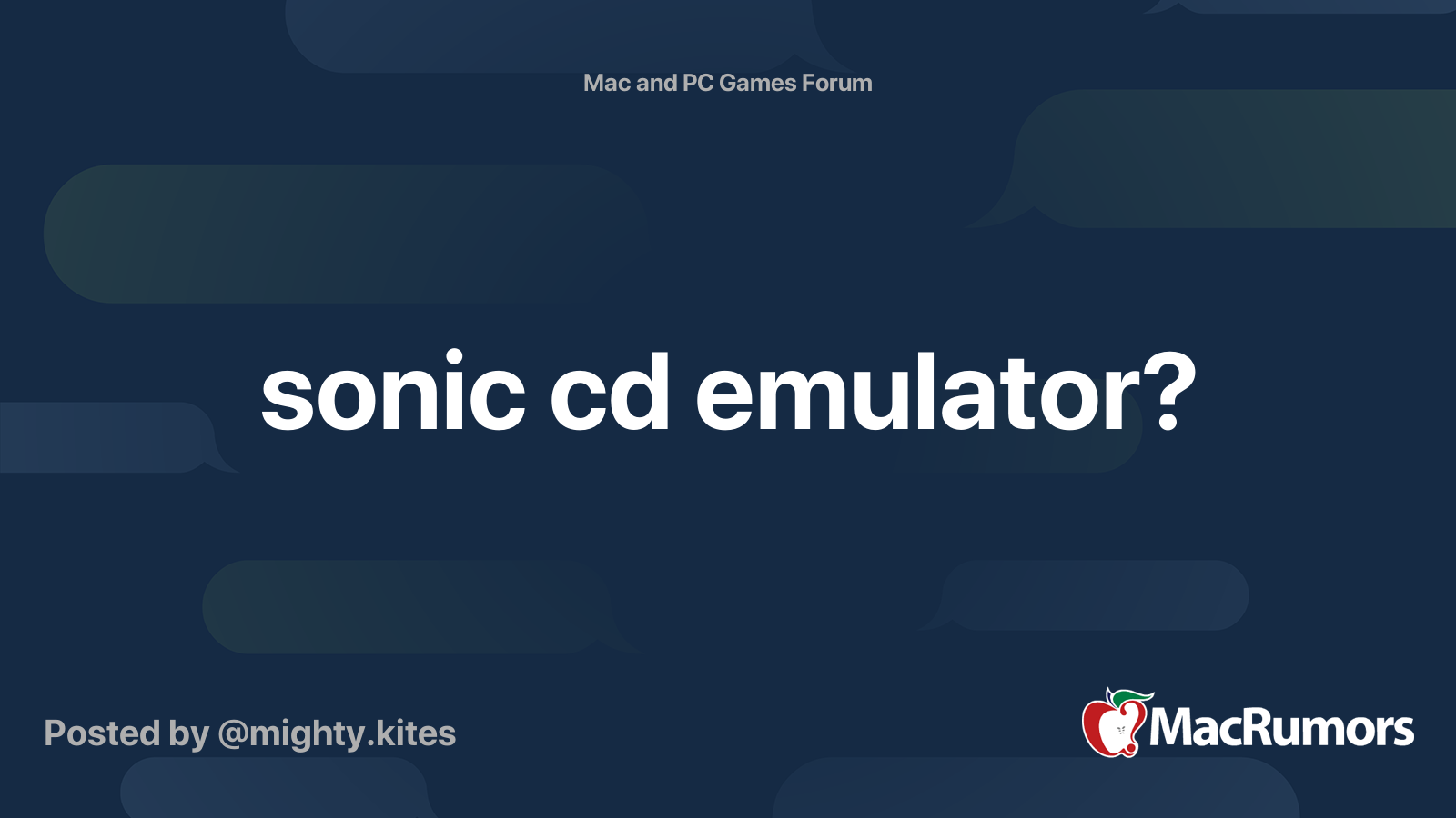 sonic cd emulator? | MacRumors Forums
