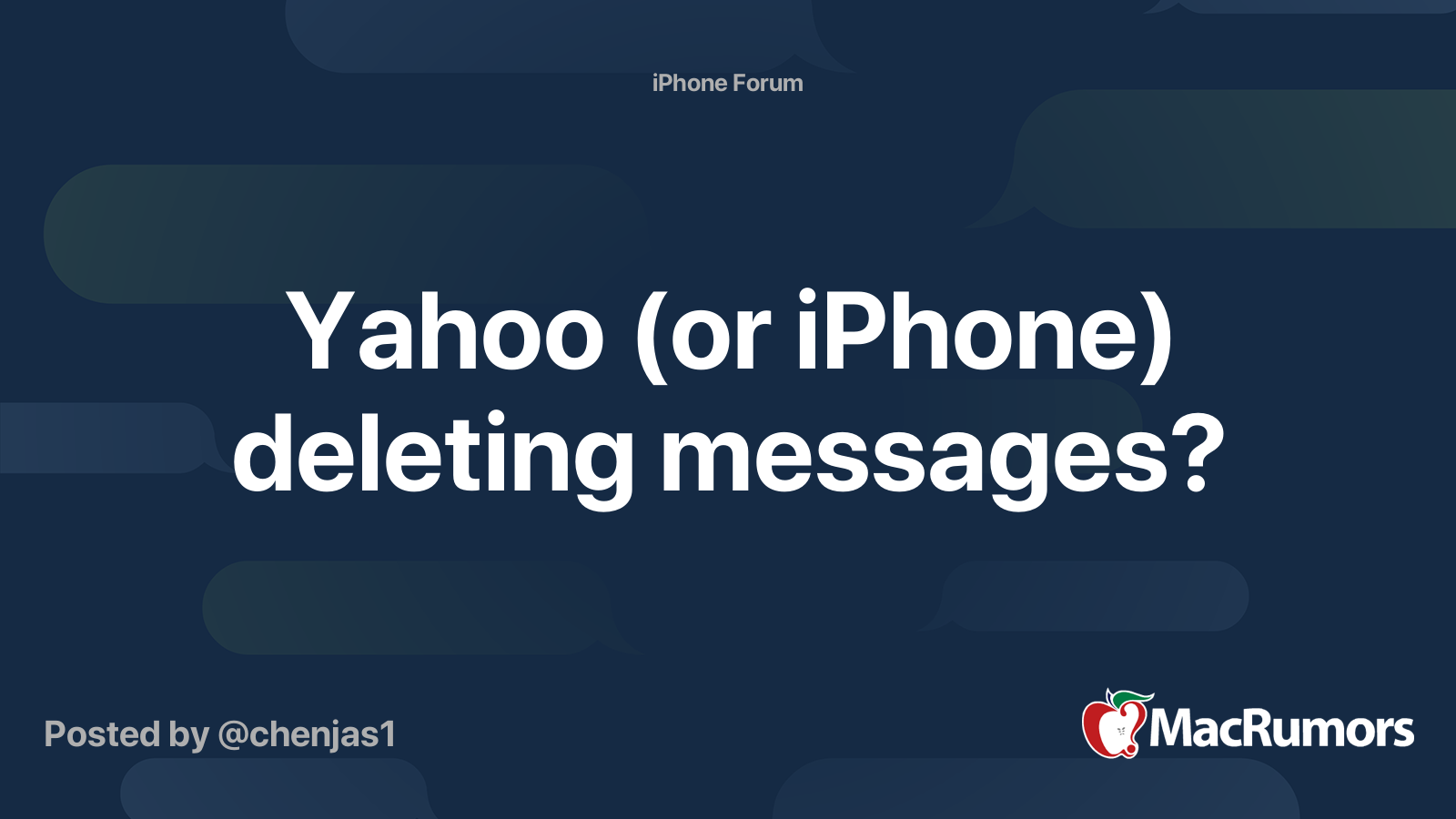 Yahoo (or iPhone) deleting messages? | MacRumors Forums