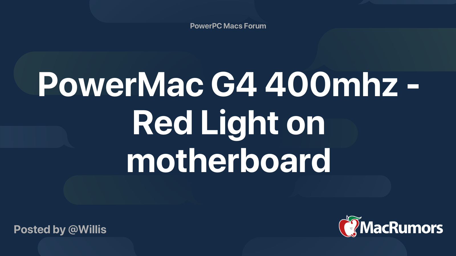 PowerMac G4 400mhz - Red Light on motherboard | MacRumors Forums