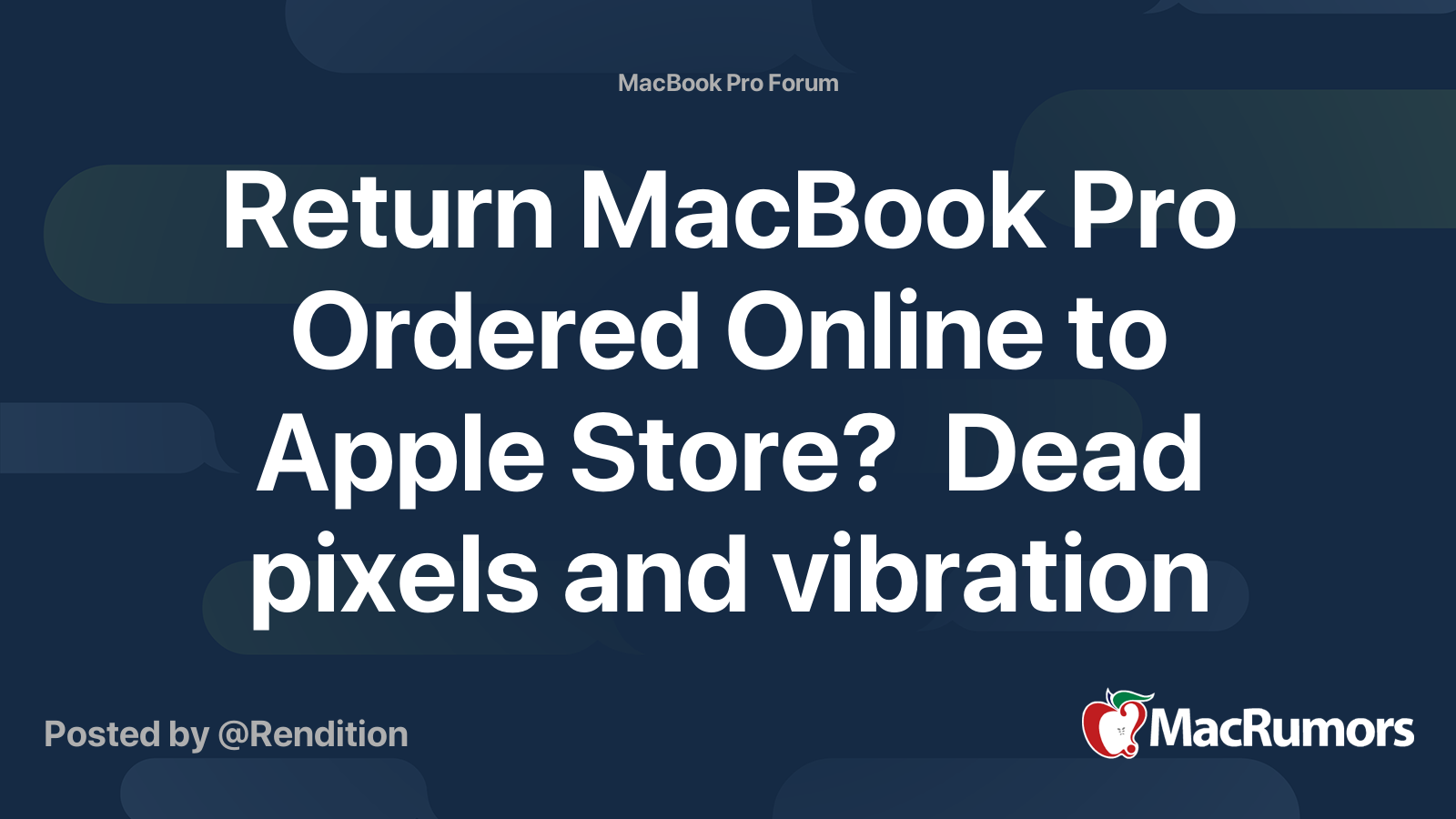 Return MacBook Pro Ordered Online to Apple Store? Dead pixels and ...