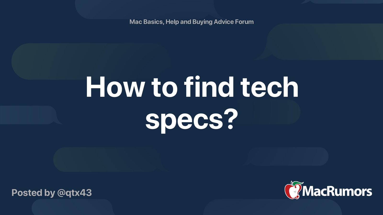 How to find tech specs? | MacRumors Forums