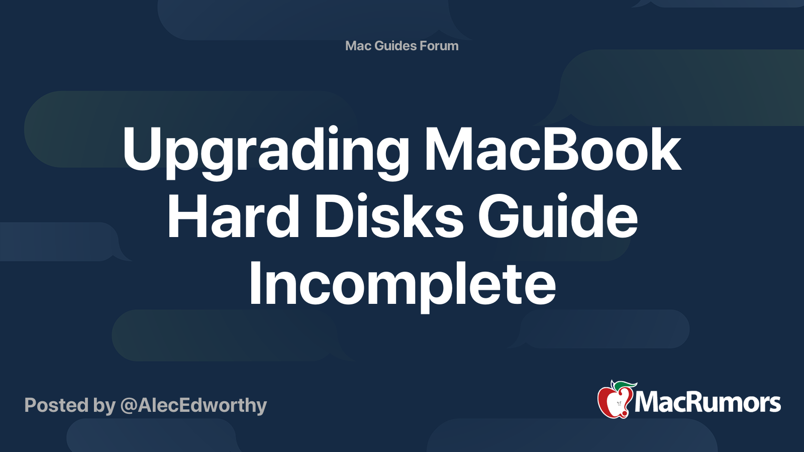 Upgrading MacBook Hard Disks Guide Incomplete | MacRumors Forums